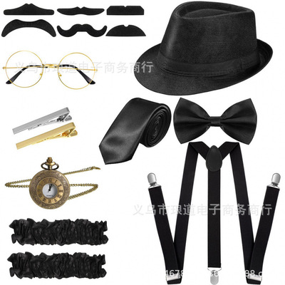 1920 Gatsby Party Gangster Bandit Dress Up Black Jazz Topper