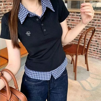 修身显瘦美式短袖学院风短袖上衣