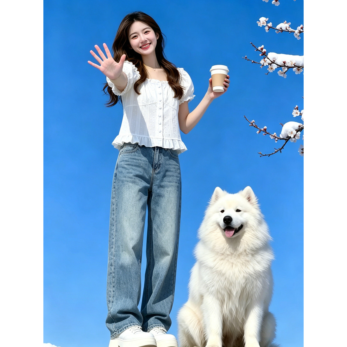 白色方领泡泡短袖衬衫女夏季超好看娃娃小衫女韩系一字肩独特上衣