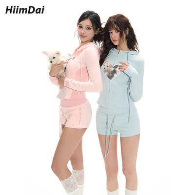 HiimDai狗狗爱心印花卫衣套装