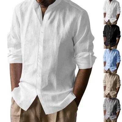 2025Men's minimalist new Chinese style shirt男透气新中式衬衣
