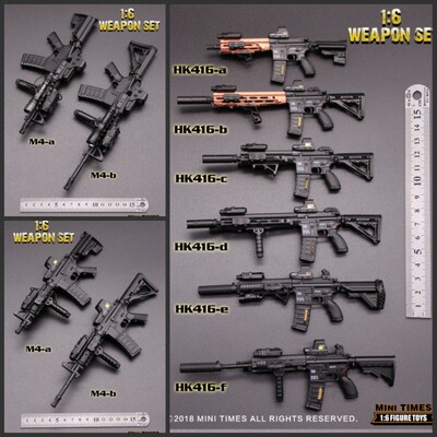 MINITIMES 1/6兵人模型 玩具配件 HK416 M4模型枪 现货