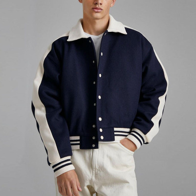 美式潮撞色棒球服立领