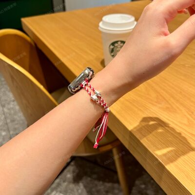 蝴蝶结编绳表带适用ApplewatchS10苹果手表小众女iwatch9表带秋冬