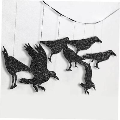 Glitter Black Crow Cage Halloween Party Decorations for