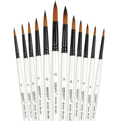 12 PCS Round Filbert Paint Brushes Set, Artist Brush for Acr