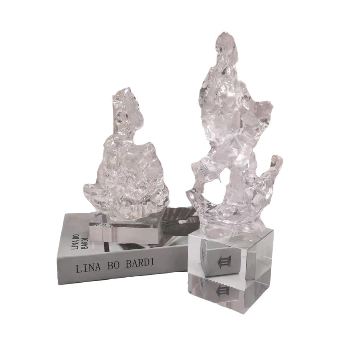 现代简约假山摆件样板房间透明树脂茶几桌面电视柜创意软装饰品