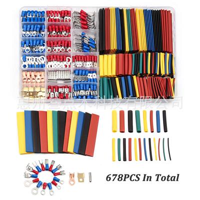 货源678pcs盒装冷压接线端子350p+328彩色热缩管组合套装