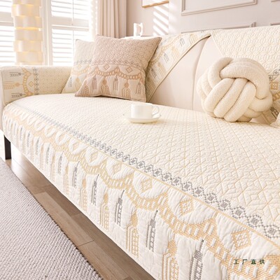 2025新款水洗棉沙发垫四季通用防滑棉质皮沙发套罩巾棉质坐垫现代