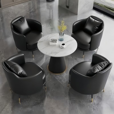 简约轻奢单人沙发茶几组合休闲酒店接待售楼处洽谈桌椅美容等候椅