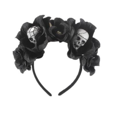 Halloween Horror Skull Lace Headband Artificial Flower wreat