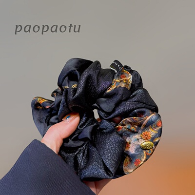 黛色春深小众大肠圈百搭高级感原创香云纱系列发绳品质皮筋发饰女