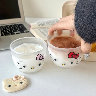 猫咪印花小号冷萃杯卡通可爱风玻璃杯家用喝水杯子浓缩咖啡杯直饮