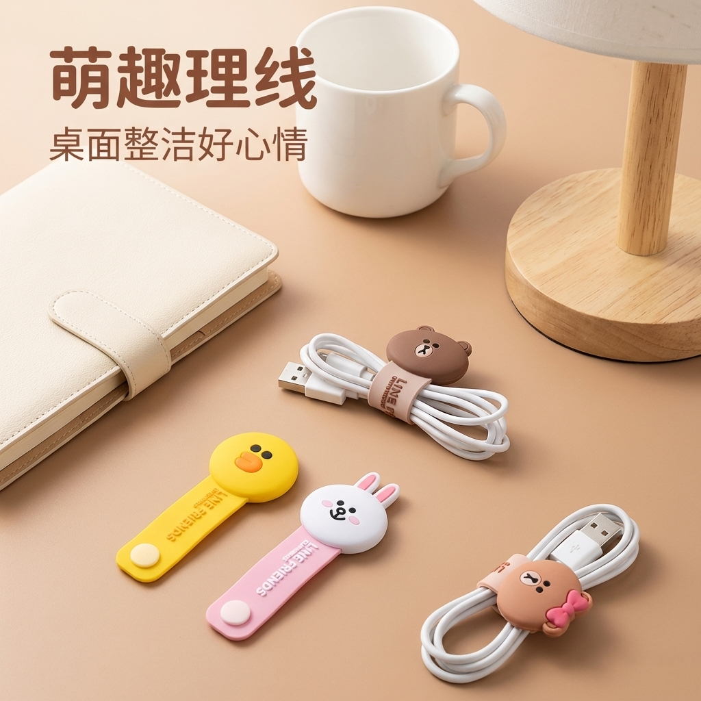 数据线理线器耳机绕线器固定理线带防丢扎带集线器电脑线收纳神器