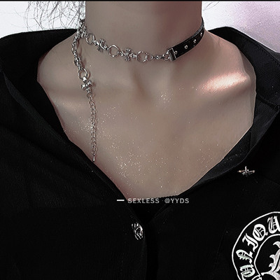 两戴式十字花项链女choker