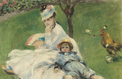 《莫奈的妻子和儿子在花园里》雷诺阿高清素材大图23.17M