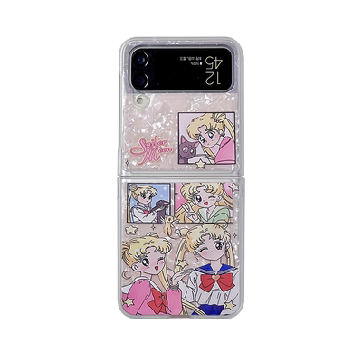 贝壳纹美少女折叠屏手机壳