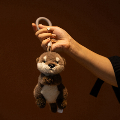 软萌许愿水獭公仔挂件钥匙扣毛绒玩具仿真海獭玩偶包包挂饰布娃娃