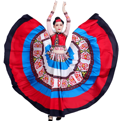 彝族舞蹈服装大摆裙合唱服