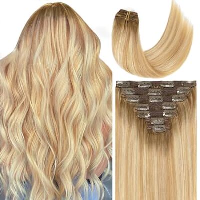Caliee Clip in Hair Extensions Real Human Hair Roots Ash