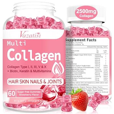 2 Pack Sugar Free Collagen Gummies for Women Men， Vegan C