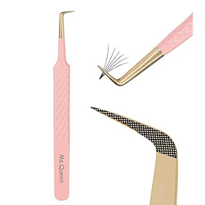 Ms.Queen 90 Degree Lash Tweezers for Eyelash Extensions，