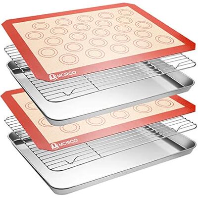 Stainless Steel Baking Sheet Tray Cooling Rack with Silic