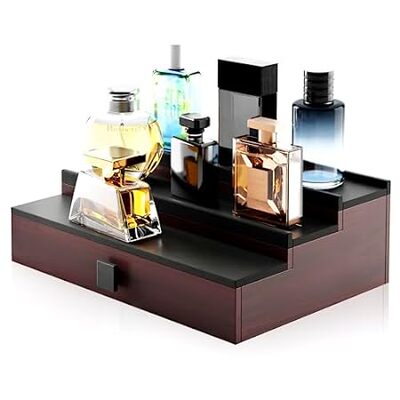 Wooden Cologne Stand Organizer for Men - 3 Tier Perfume O