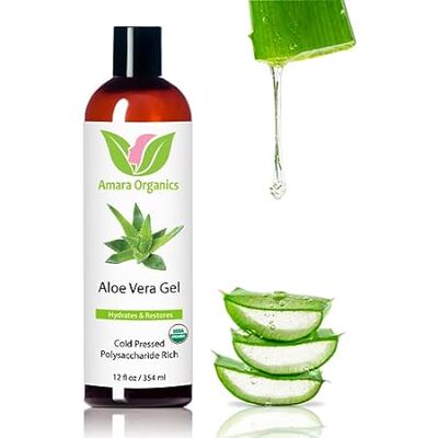 USDA Organic Aloe Vera Gel - For Face， Body， Hair - 100%