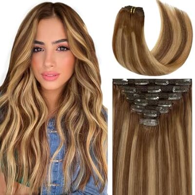 Caliee Real Hair Extension Clip in Human Hair Extensions