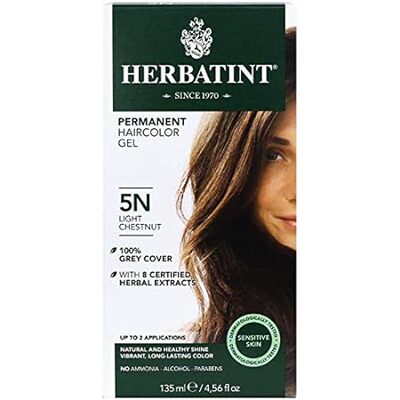 Herbatint Permanent Haircolor Gel， 5N Light Chestnut， Alc