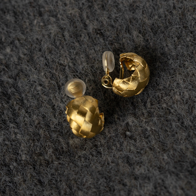 金色编织拉丝耳环超好看独特漂亮