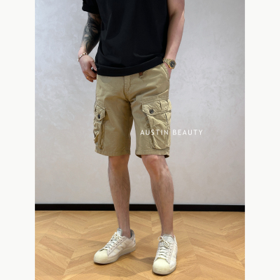 AUSTINBEAUTY【山屿寻踪】男士工装口袋五分宽松短裤抽绳松紧腰夏