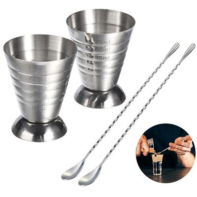 Stainless Steel Measuring Cup with Mixing Spoon Cocktail Jig