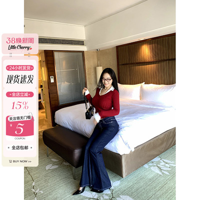 小众拼色叠穿翻领假两件长袖毛衣