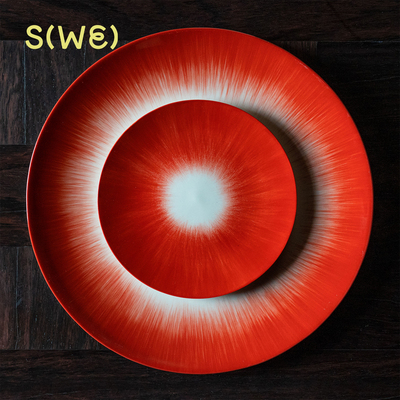 比利时Serax Ann Demeulemeester 红色联名陶瓷餐盘盘子椭圆餐盘