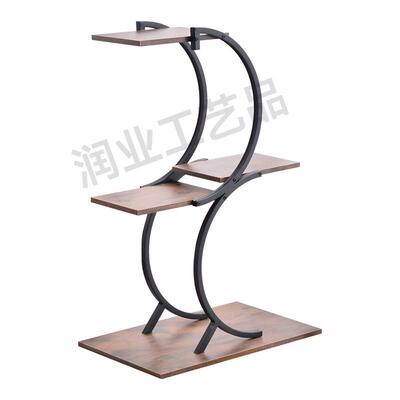 铁艺花架置物架三萝层内落地植物架客厅阳台室多肉RY-20231绿花盆