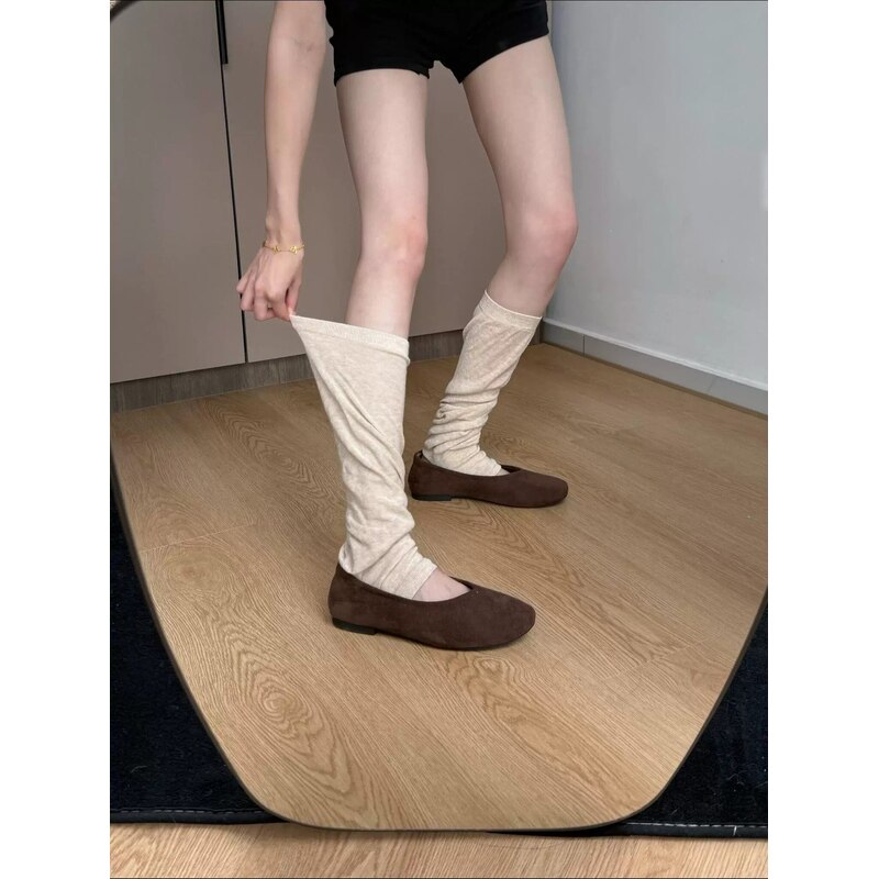 慵懒风纯色堆堆袜套女早秋宽松显瘦小腿袜套简约百搭透气针织腿套