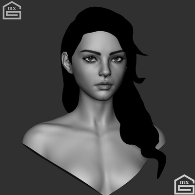 欧美女性角色zbrush高模头像肖像3d模型zb写实美型人头部模型stl