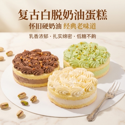 经典传统白脱奶油蛋糕黑巧开心果0无蔗糖黄油咸奶油手工生酮甜品