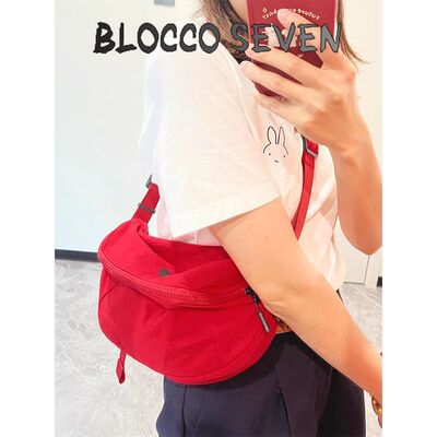 BLOCCO SEVEN红色斜挎小包包斜背小挎包轻便防水饺子包小号马鞍包