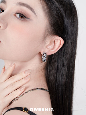 QWEENIX 原创耳环2024年新款潮耳钉小众设计感锆石轻奢耳饰女