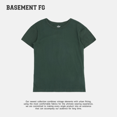 【福利】BASEMENTFG美式复古简约百搭短袖T恤女绿色251020971058