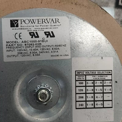 售前询价POWERVAR隔离变压器ABC1000-91BUI
