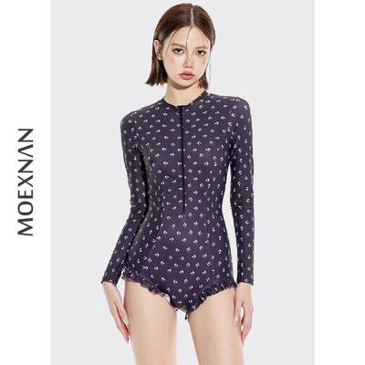 长袖防晒连体泳衣女遮肚显瘦温泉