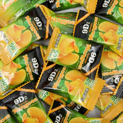 50%果汁扒皮芒果软糖果汁糖小零食网红啵皮糖喜糖果独立包装散装