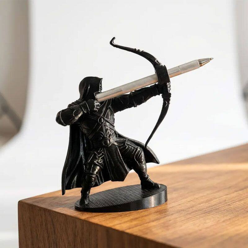 骑士弓箭手笔架男生桌面摆件个性武士雕塑笔托办公室书房文具收纳
