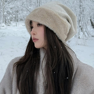 韩系毛绒堆堆帽子女款冬天氛围感