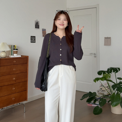 大码女装百搭休闲针织开衫上衣