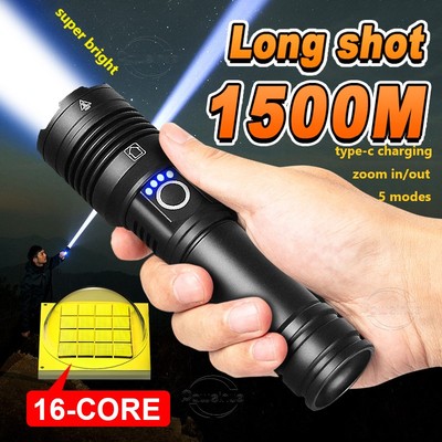 Lanterna LED recarregável de alta potência, lampada brilha